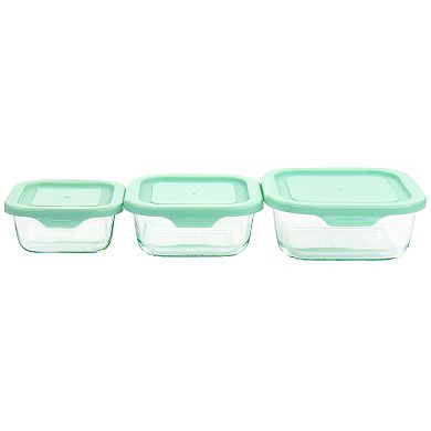 Gibson Everyday 6 Piece Glass Storage Containers with Lids in Mint