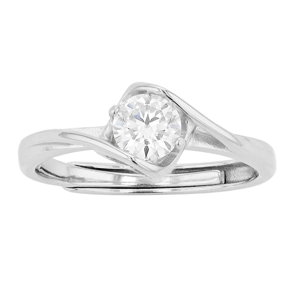 Stella Valentino Sterling Silver Lab Created Moissanite Solitaire ...
