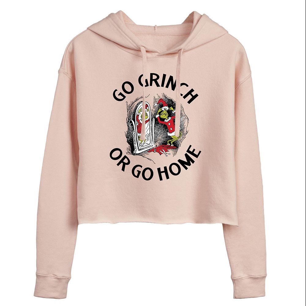 Juniors' Dr. Seuss's The Grinch Go Grinch Cropped Graphic Hoodie