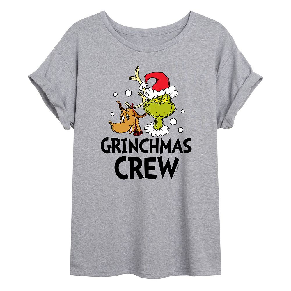 Juniors' Dr. Seuss's The Grinchmas Crew Oversized Graphic Tee