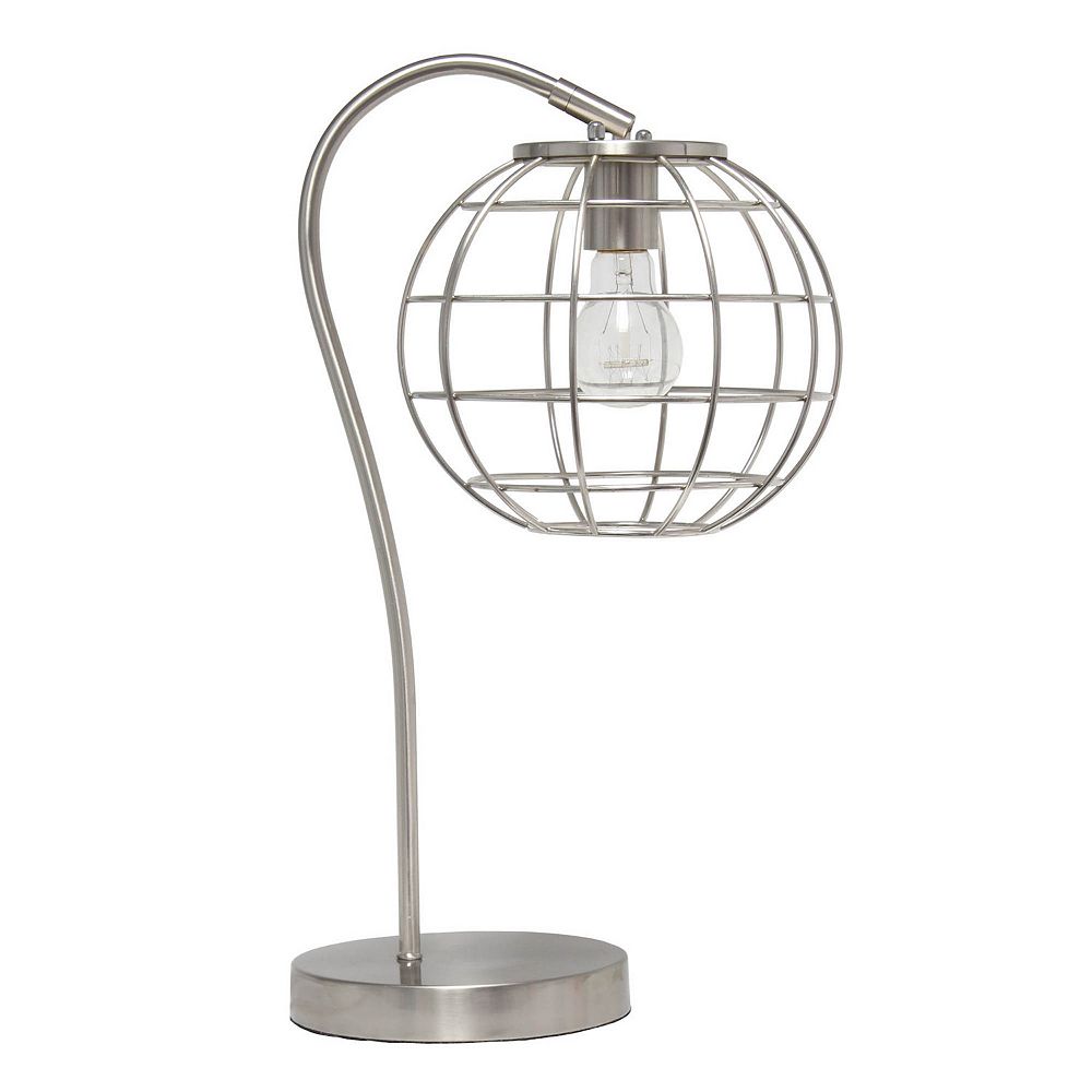 Lalia Home Arched Metal Cage Table Lamp, Brushed Nickel