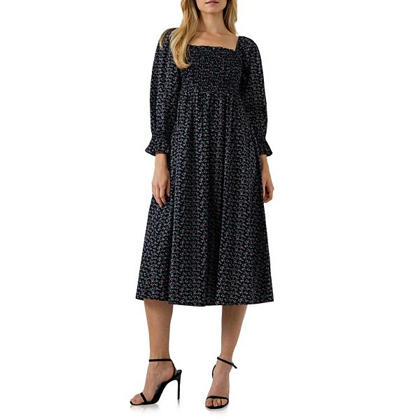 Floral Smocked Midi Dress
