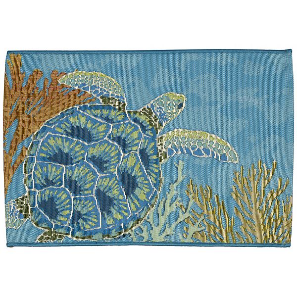 Liora Manne Esencia Sea Turtle Garden Indoor Outdoor Mat