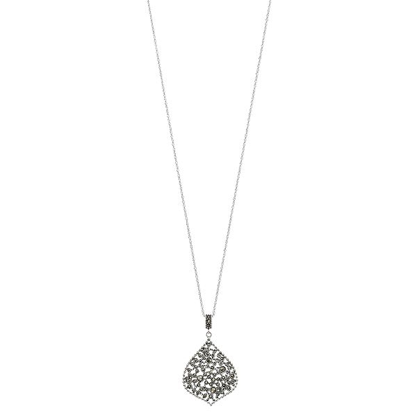 Tori Hill Sterling Silver Marcasite Pendant Necklace