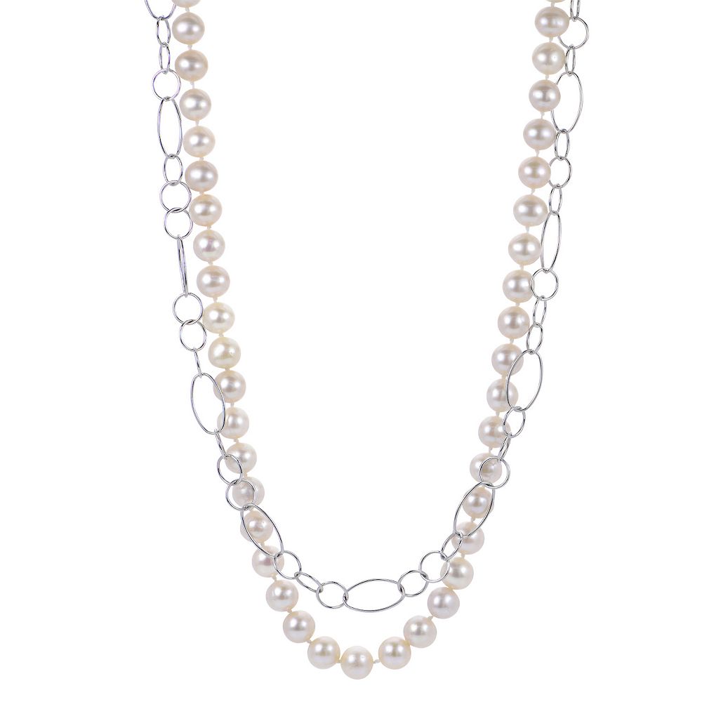 PearLustre by Imperial Sterling Silver Rolo Chain & Freshwater Cultured ...