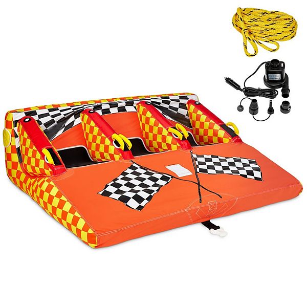 Sunny & Fun Towable Water Tube, 3-Person Inflatable Tube with Handles ...