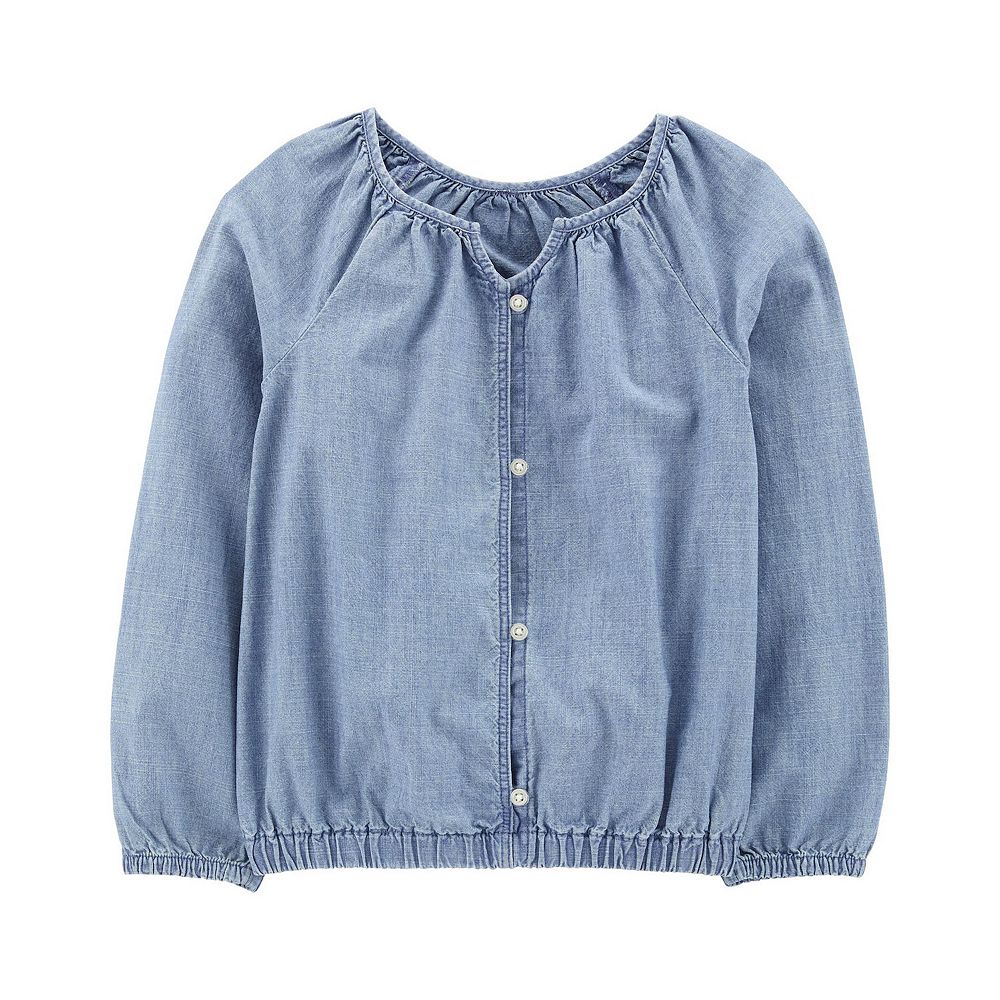 Girls 4-14 Carter's Chambray Button-Front Long Sleeve Shirt