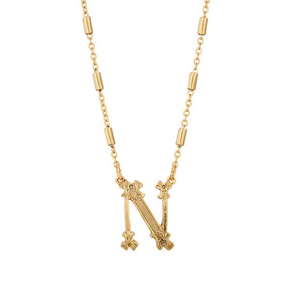 1928 Gold Tone Initial Necklace