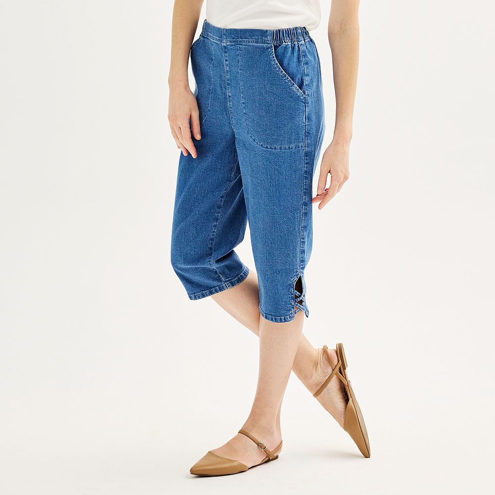 Petite Croft & Barrow® Lattice Hem Pull On Skimmer Jeans