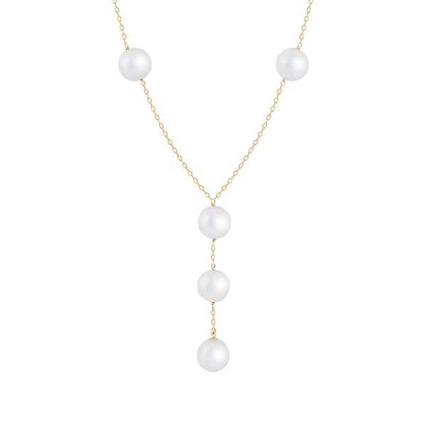 Splendid Pearls 14k Gold Freshwater Cultured Pearl Station Y Necklace