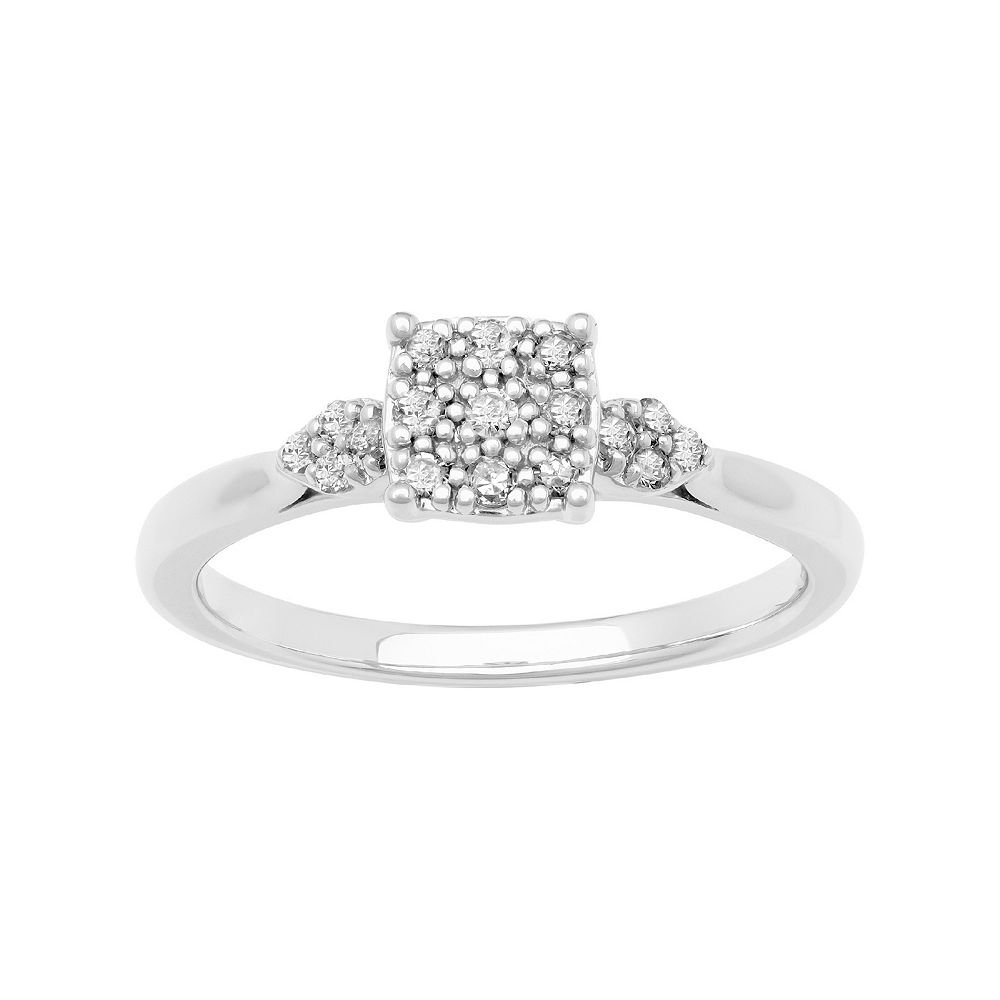Love Always Sterling Silver 1/6 Carat T.W. Diamond Square Shape Promise ...