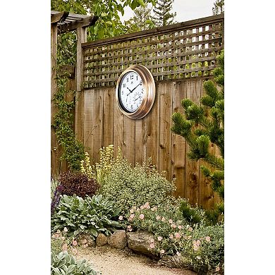 Infinity Instruments Copper Finish Outdoor Round Wall Clock
