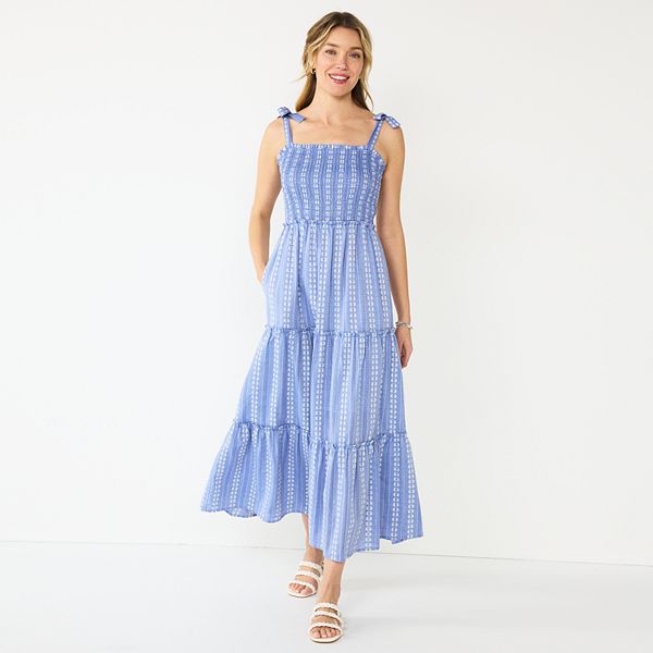 Women's DRAPER JAMES RSVP Tiered Maxi Dress with Bow Straps