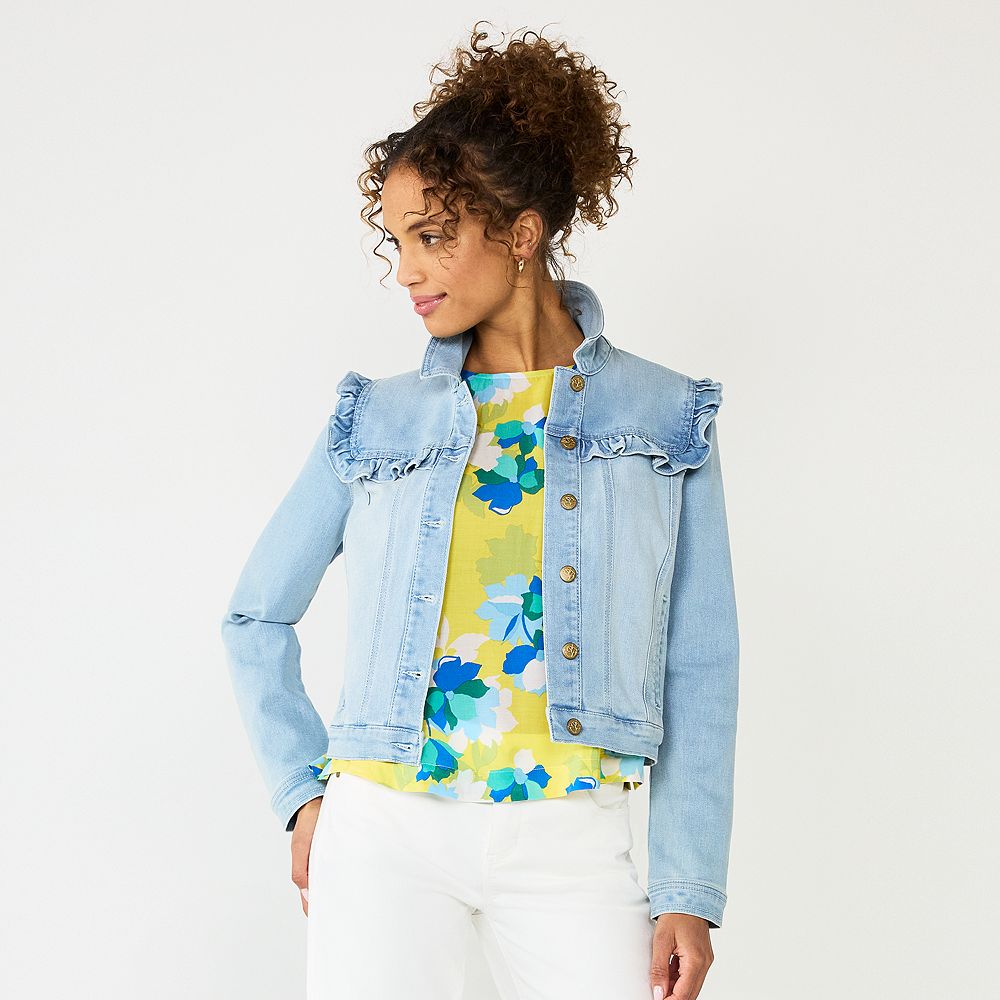 Women's DRAPER JAMES RSVP Ruffle Yoke Denim Jacket