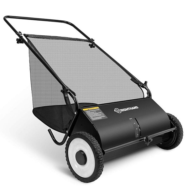 Right Hand Lawn Sweeper with Rubber Wheels, Push Garden Rake and Leaf ...