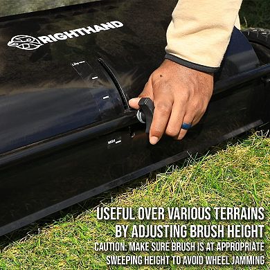 Right Hand Lawn Sweeper with Rubber Wheels, Push Garden Rake and Leaf ...