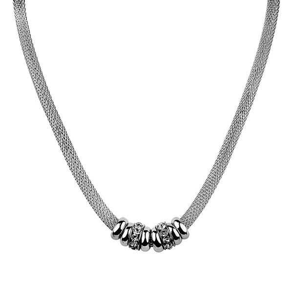 Wearable Art Silver Tone Mesh Chain Necklace