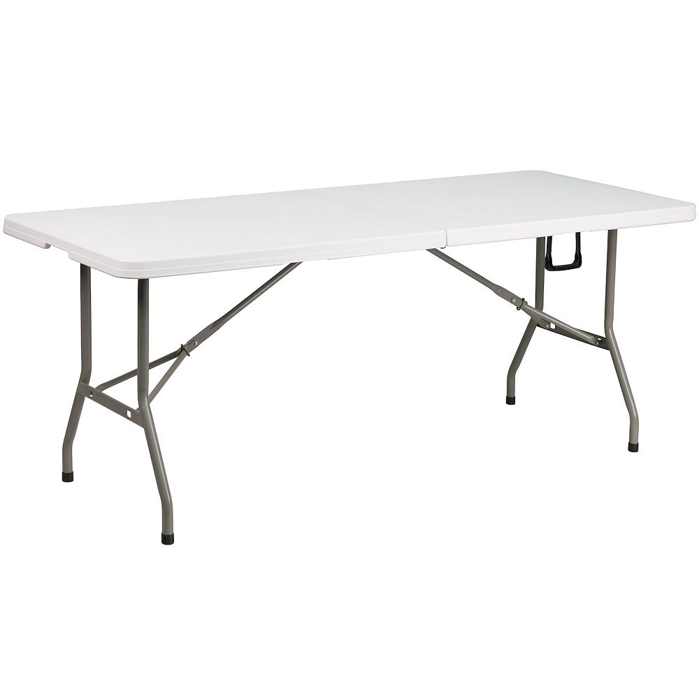 Emma and Oliver 6-Foot Bi-Fold Brown Wood Grain Plastic Folding Table ...