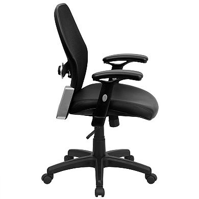 Emma and Oliver Mid-Back Black Mesh/LeatherSoft Executive Office Chair ...