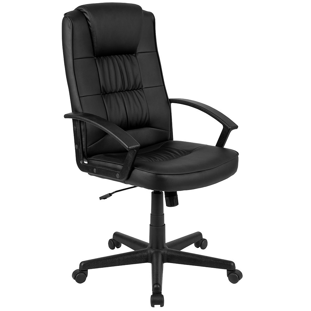 Emma and Oliver High Back Black LeatherSoft Task Chair with Arms - Desk ... Emma and Oliver High Back Black LeatherSoft Task Chair with Arms - Desk ...