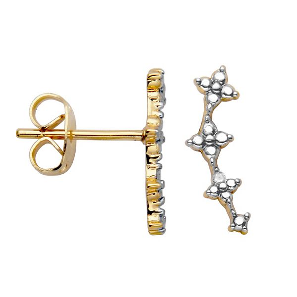 Sarafina Two Tone Diamond Accent Flower Crawler Earrings Sarafina Two Tone Diamond Accent Flower Crawler Earrings