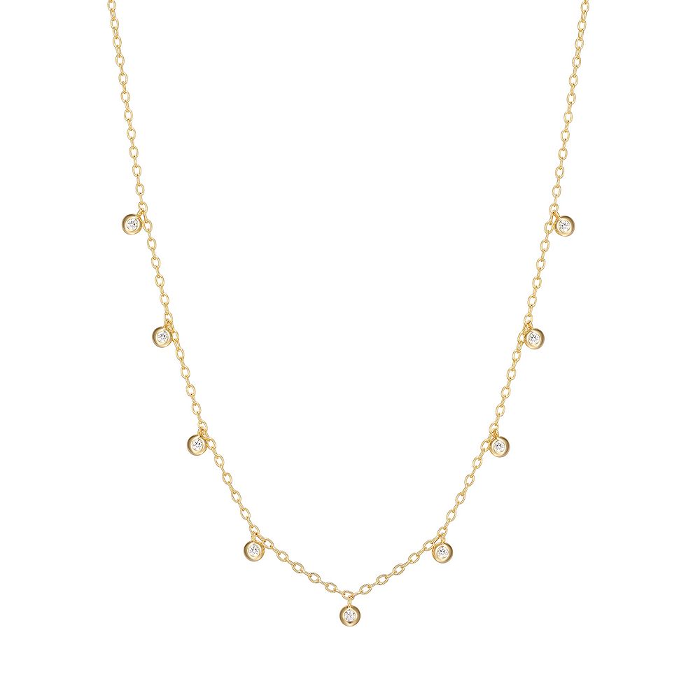 Sarafina 14k Gold Plated Cubic Zirconia Station Necklace