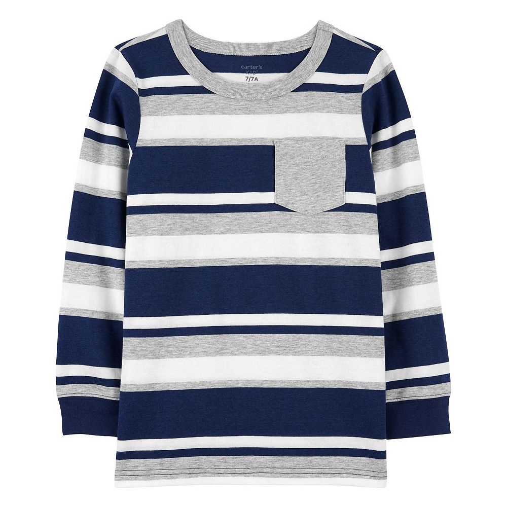 Boys 4-14 Carter's Striped Jersey Pocket Long Sleeve Tee