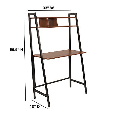 Emma and Oliver Cherry Wood Grain Finish Computer Desk with Shelf and ...