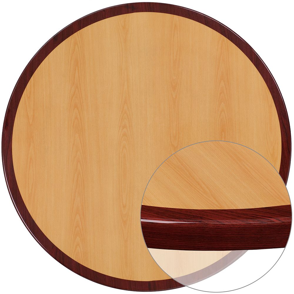 Emma and Oliver 48" Round 2-Tone High-Gloss Cherry / Mahogany Resin ...