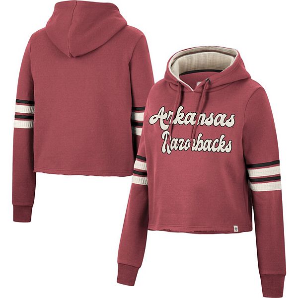 Women's Colosseum Cardinal Arkansas Razorbacks Retro Cropped Pullover ...