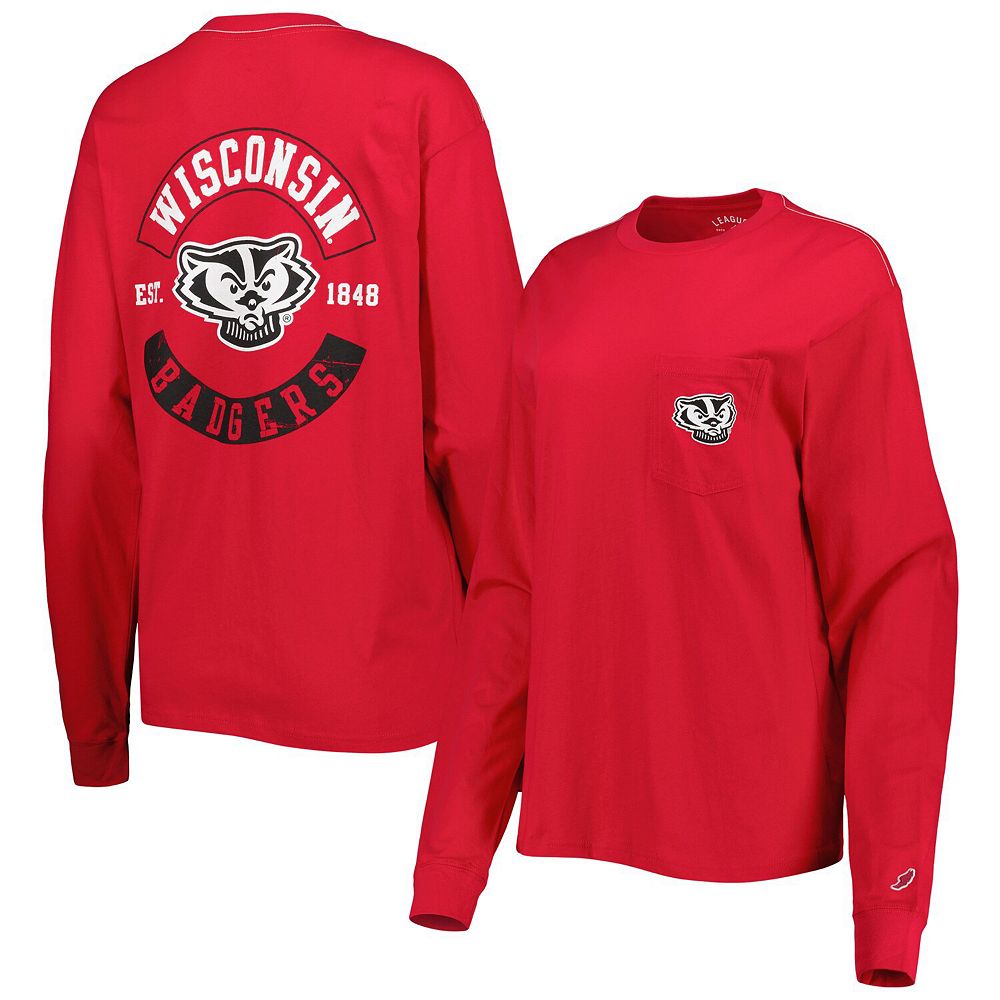 Women's League Collegiate Wear Red Wisconsin Badgers Oversized Pocket ...