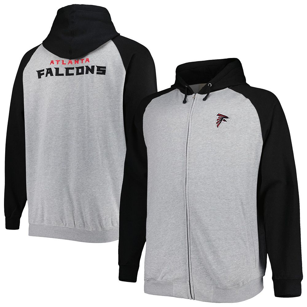 Men's Heather Gray Atlanta Falcons Big & Tall Fleece Raglan Full-Zip ...