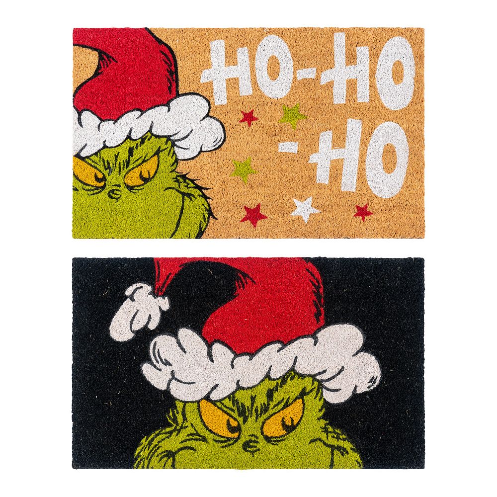 Grinch Santa Ho Ho Ho 2-pack 20'' x 34'' Coir Doormat