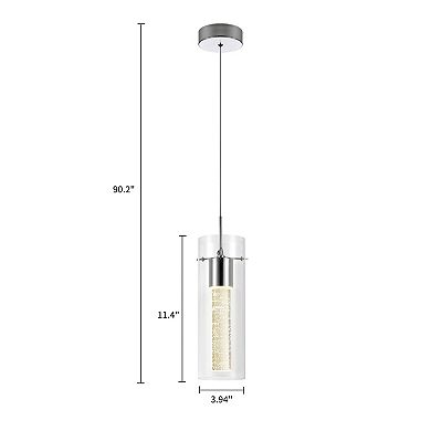 Defong 1-Light Cylinder Pendant Light with Integrated LED and Glass Shade