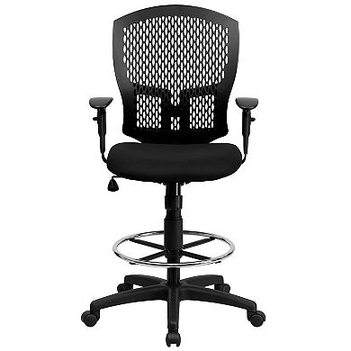 Emma and Oliver Mid-Back Designer Back Draft Chair with Fabric Seat & Arms