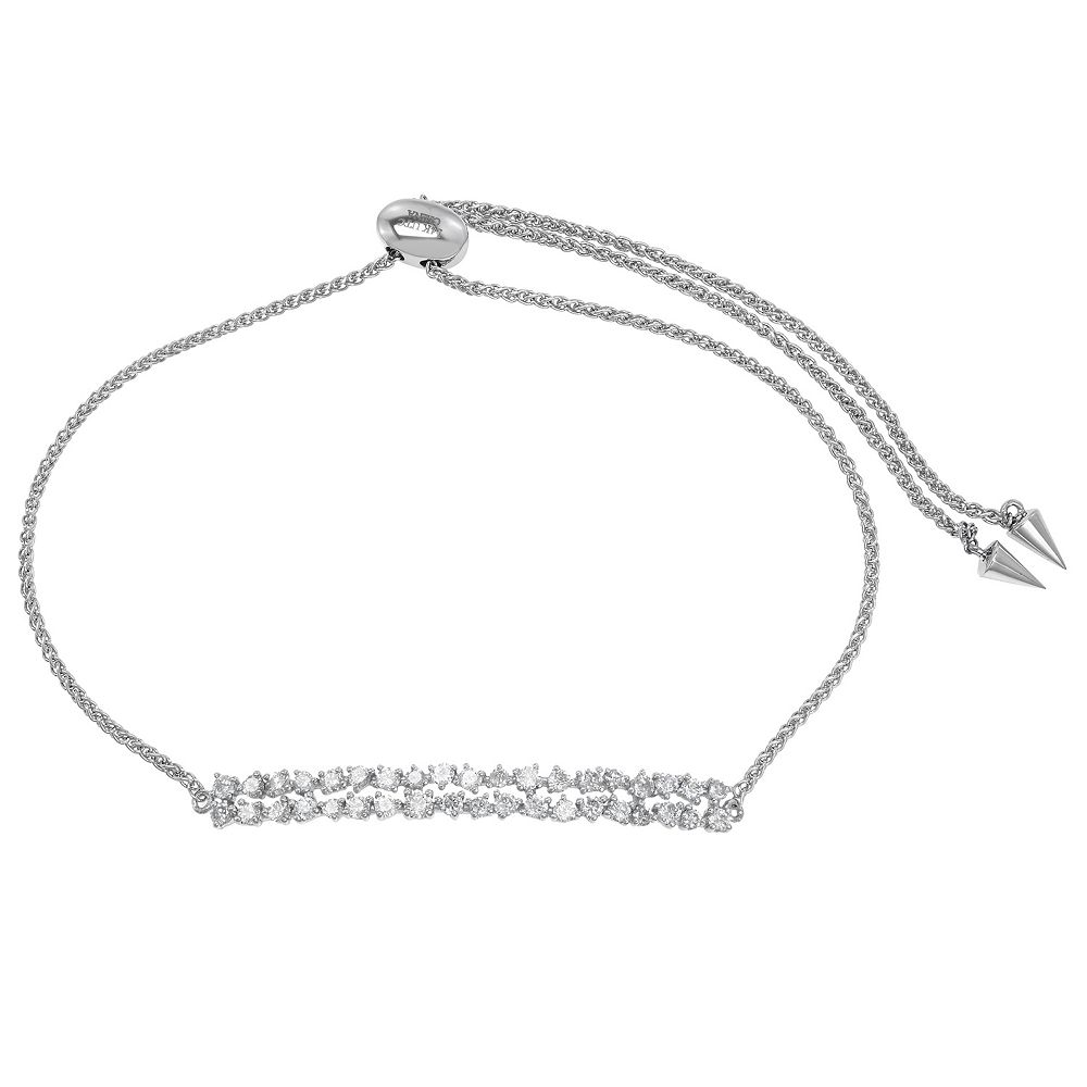 Luxle 14k White Gold 1/2 Carat T.W. Diamond Slider Bar Bracelet