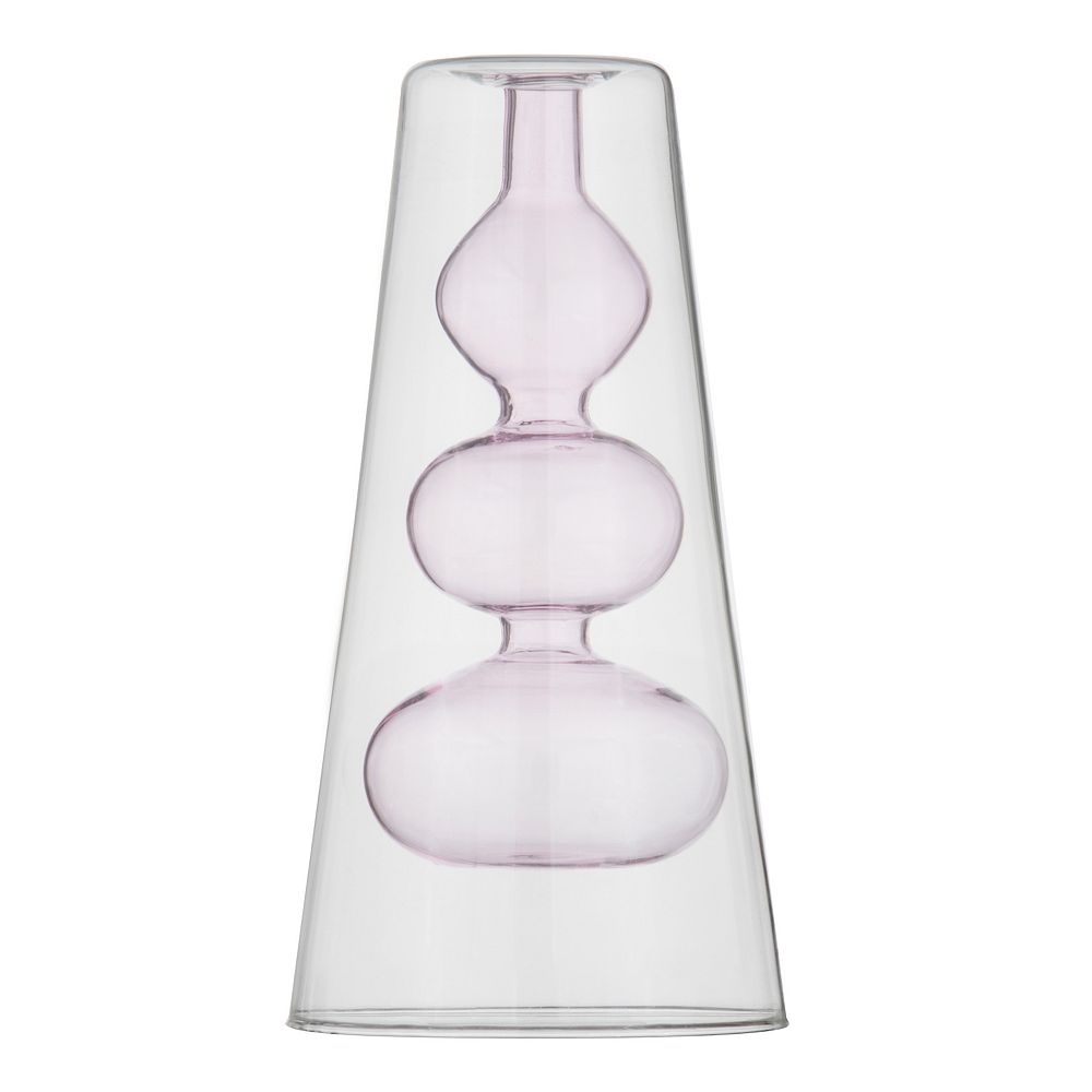 Everyday Decor Outdoor 8.5''H Pink Cone-Shaped Glass Propagation Vase