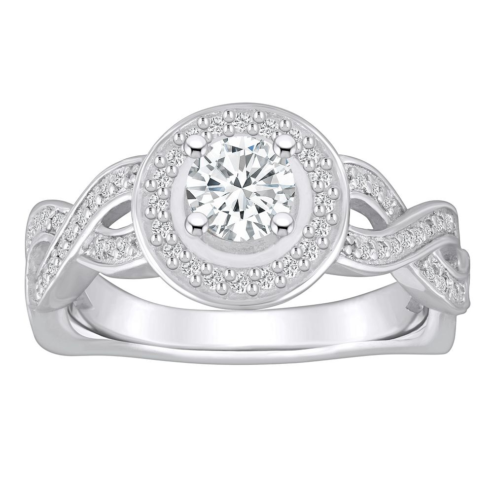 Alyson Layne 14k Gold 9/10 Carat T.W. Diamond Braided Halo Engagement Ring