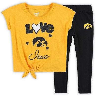 Toddler Gold/Black Iowa Hawkeyes Forever Love Team T-Shirt & Leggings Set