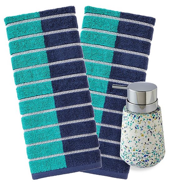 SKL Home Colorblock Striped Hand Towel & Good Vibes Speckled Terrazo ...
