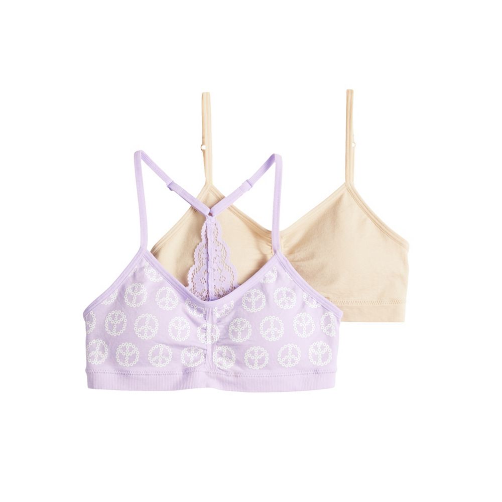 Girls 6-18 Maidenform® 2-pk. Lace Back Ruched Crop Bras