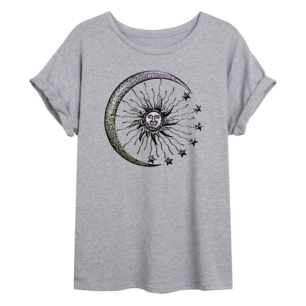 Juniors' Celestial Moon & Sun Oversized Graphic Tee
