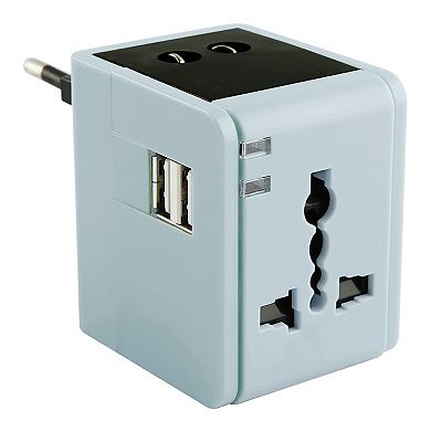 4TERRA Recycled ABS International Travel Adapter - Light Blue