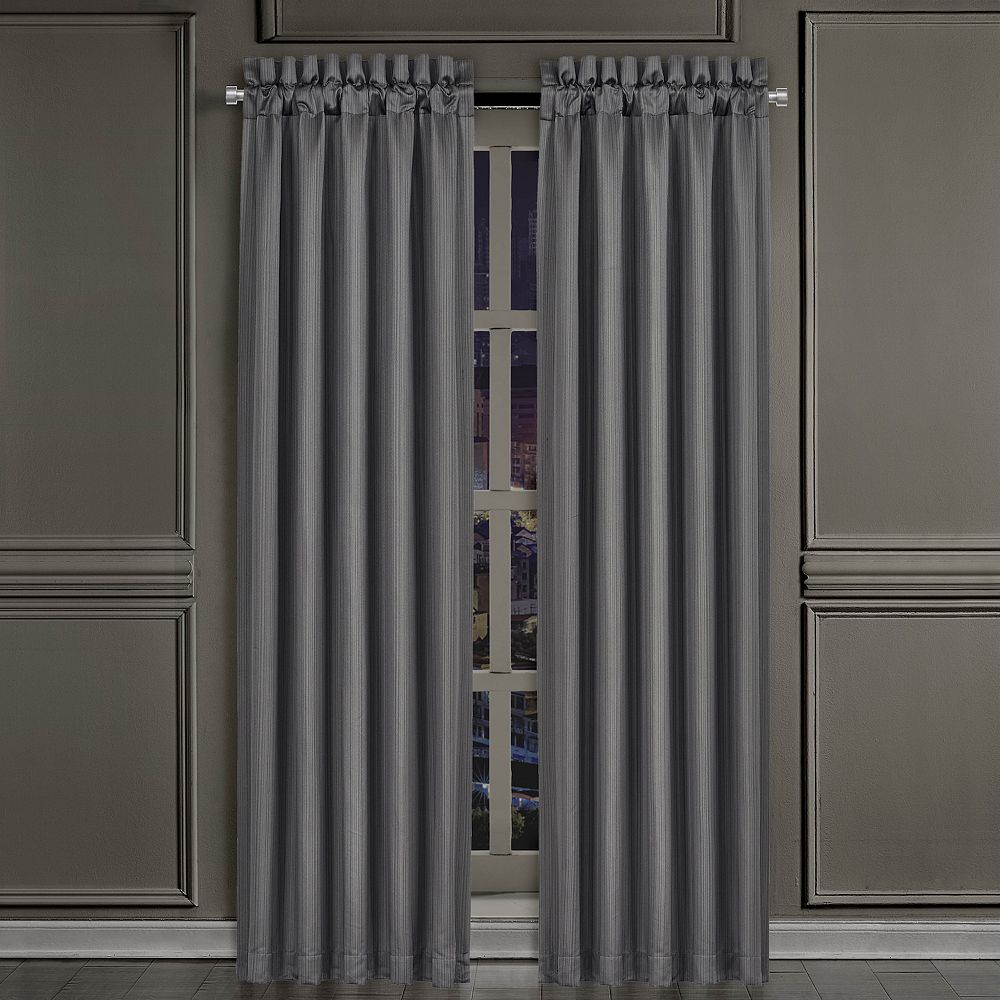 Five Queens Court Darwin Charcoal 84" Set of 2 Window Curtain Panels