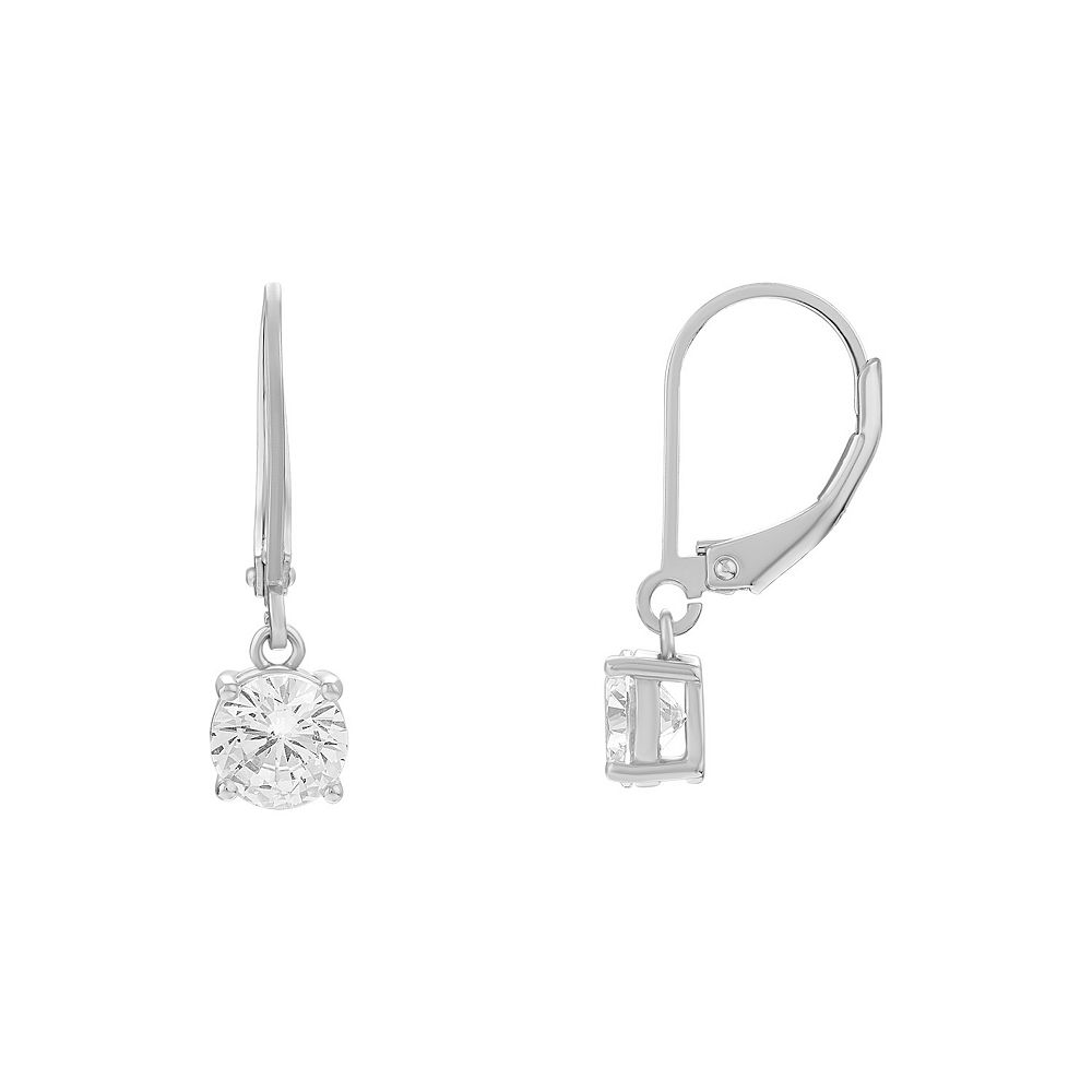 PRIMROSE Sterling Silver Cubic Zirconia Leverback Earrings