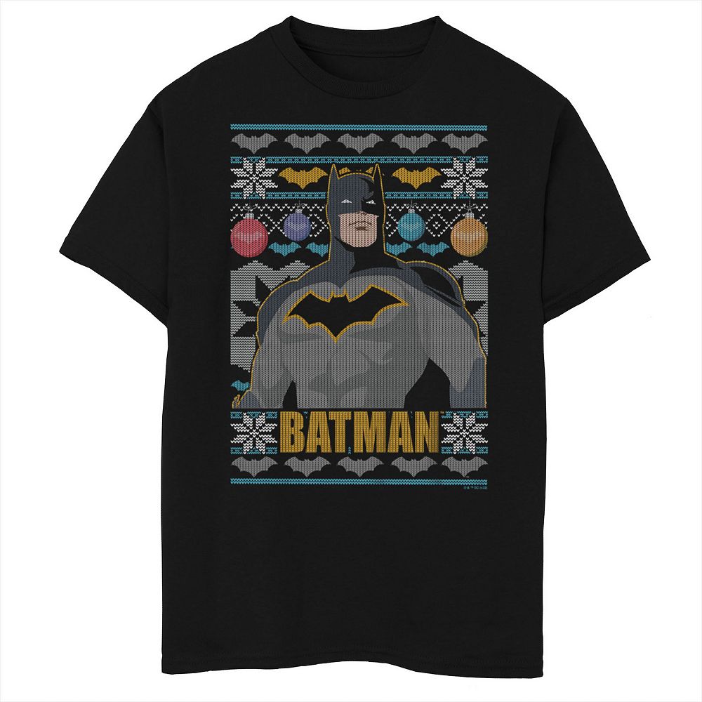 Boys 8-20 DC Comics Batman Christmas Ugly Sweater Style Graphic Tee