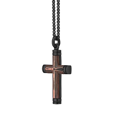Men's LYNX Stainless Steel Carbon Fiber & Copper Foil Cross Pendant ...