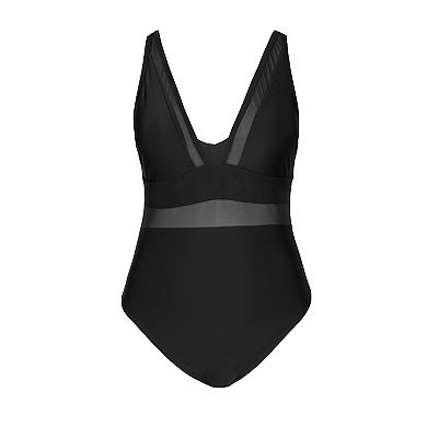 Plus Size Cupshe Mesh Panel Tummy Control One-Piece Swimsuit