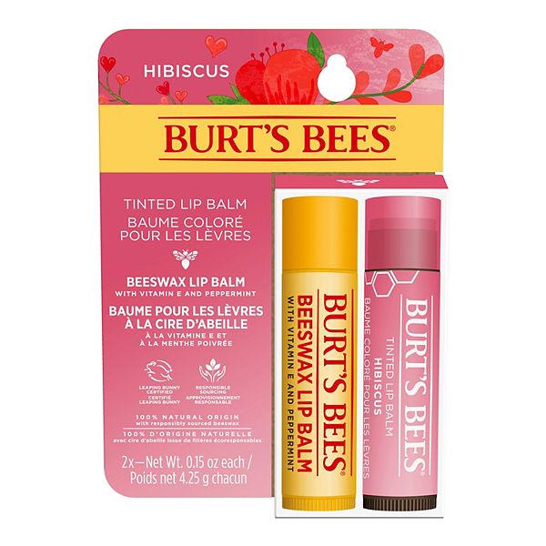 Burts Bees Original Beeswax Lip Balm And Hibiscus Tinted Lip Balm T Set