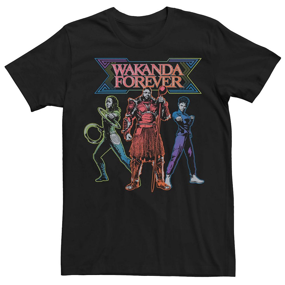 Men's Marvel Wakanda Forever Mbaku Nakia and Shuri Neon Colors Tee